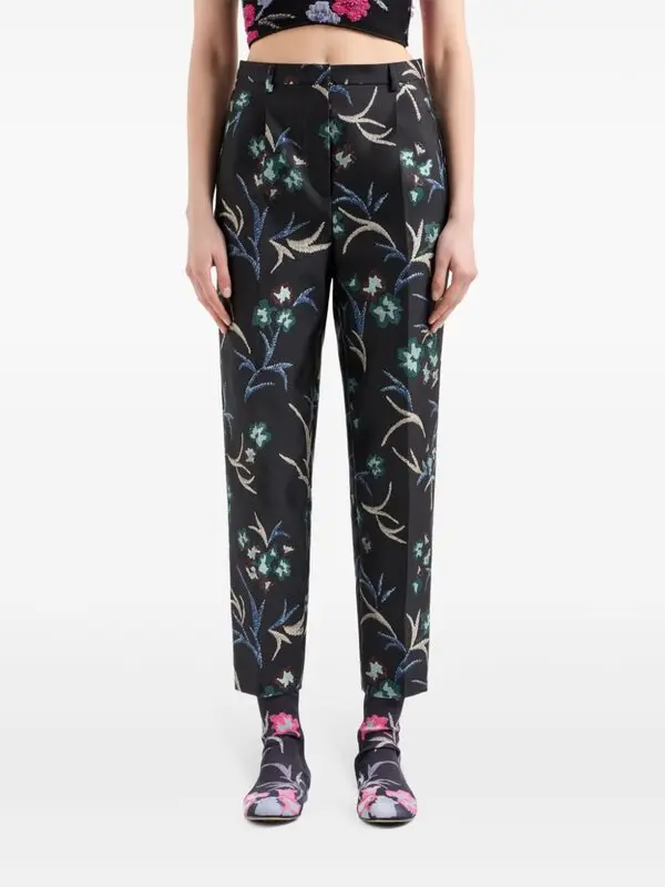 Giorgio Armani Floral-print Calf-length Trousers