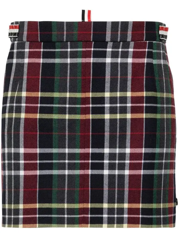 Thom Browne Tartan-check Wool Mini Skirt - Blue