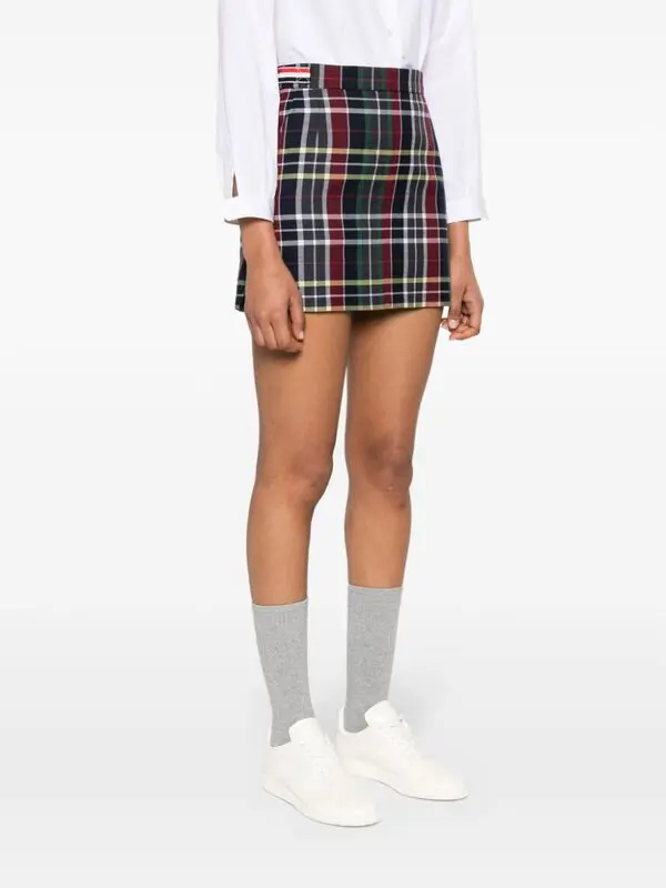 Thom Browne Tartan-check Wool Mini Skirt - Blue