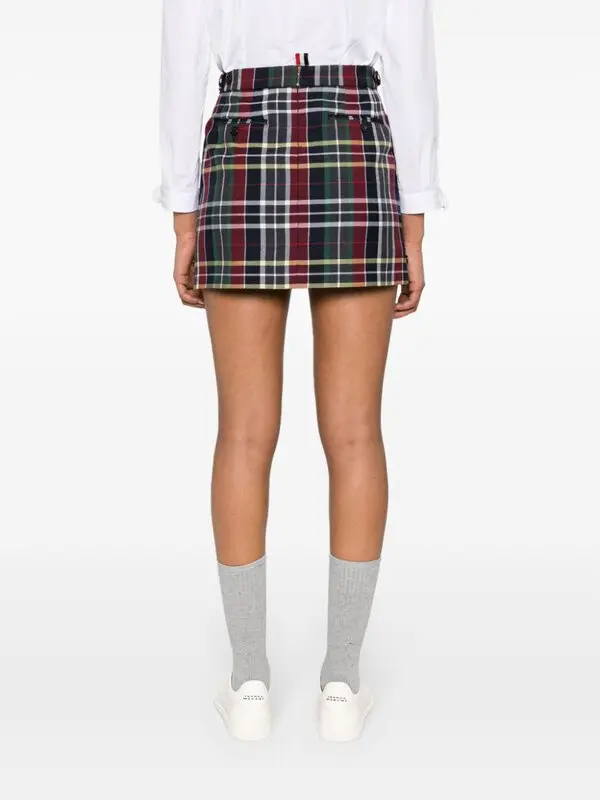 Thom Browne Tartan-check Wool Mini Skirt - Blue