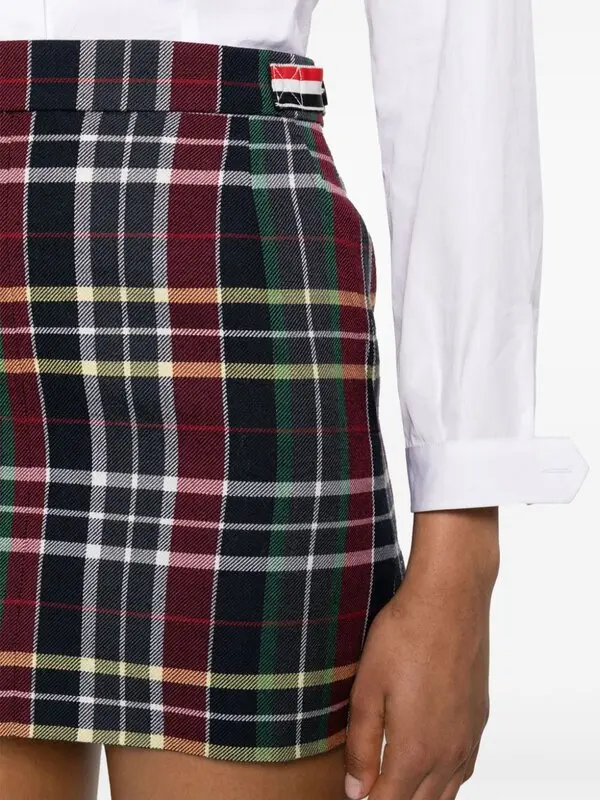 Thom Browne Tartan-check Wool Mini Skirt - Blue