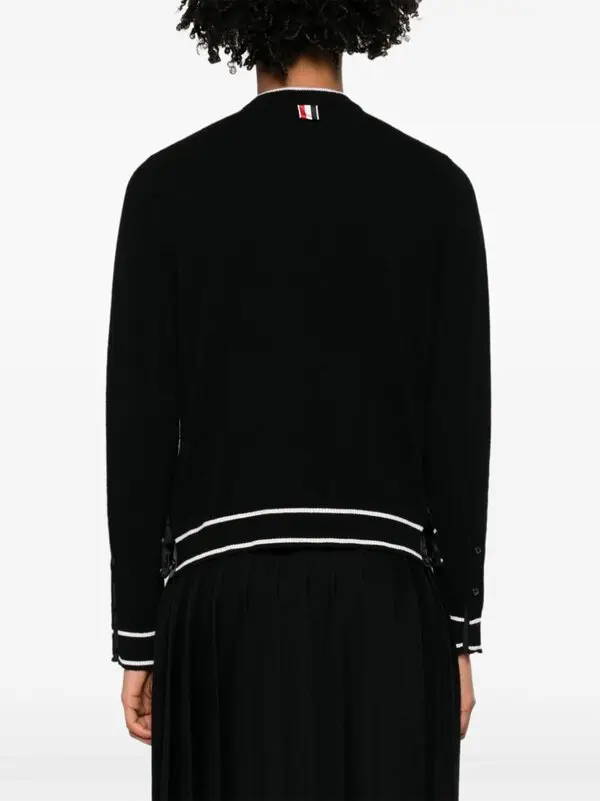 Thom Browne Hector And Rose Embroidered Wool Cardigan
