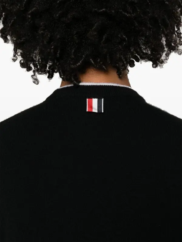 Thom Browne Hector And Rose Embroidered Wool Cardigan