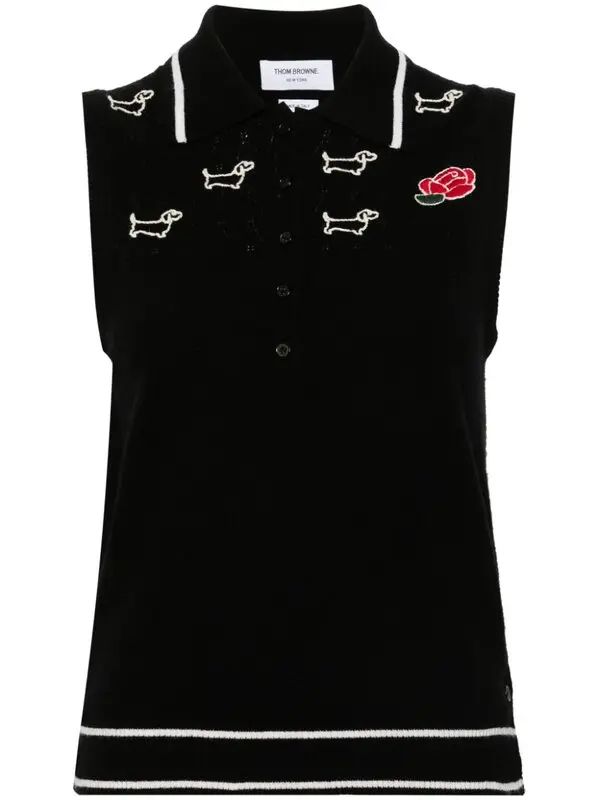 Thom Browne Hector-embroidered Virgin Wool Top