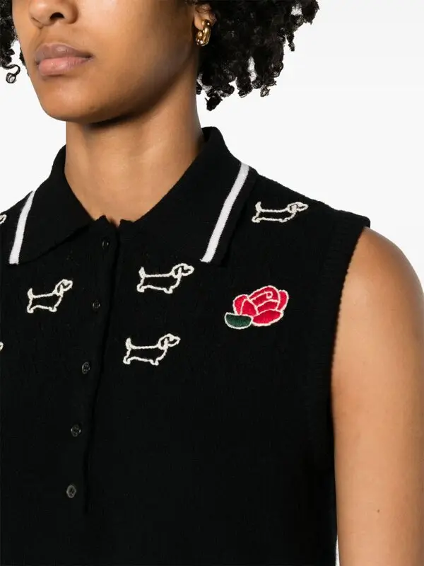 Thom Browne Hector-embroidered Virgin Wool Top