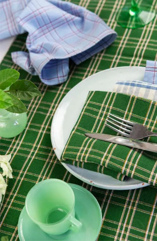 ARCHIVE NEW YORK Chiapas Handwoven Plaid Cotton Placemats - Green
