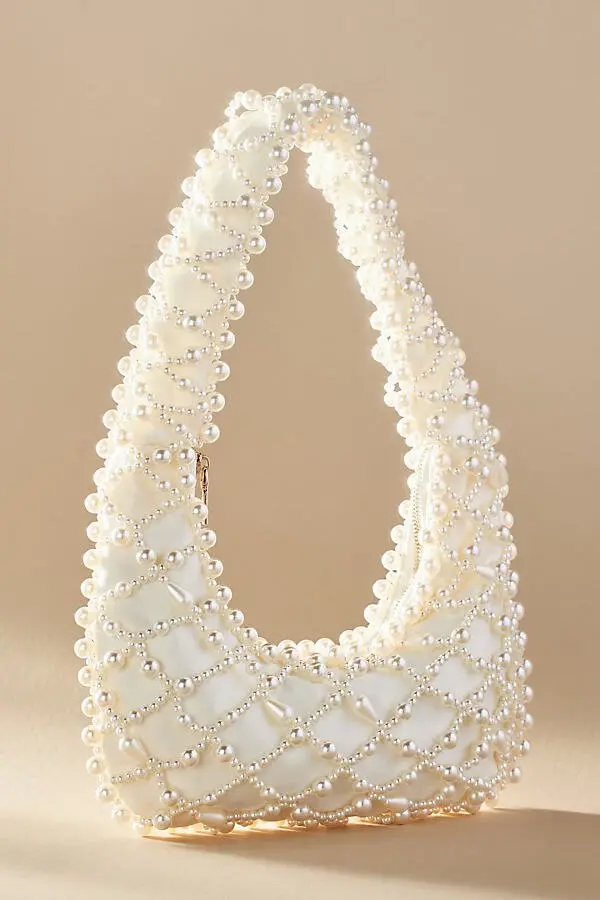 Anthropologie Lucy Satin Handbag - Pearl