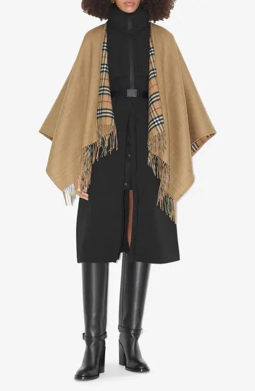 Burberry Vintage Check Wool Cape - Archive Beige