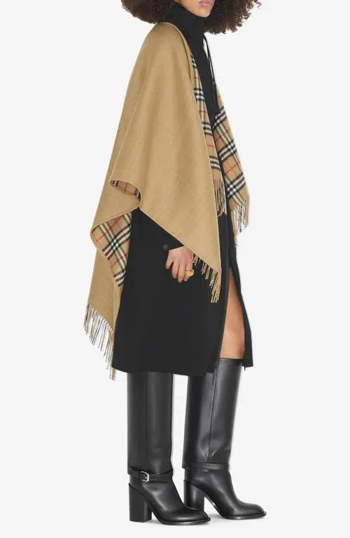 Burberry Vintage Check Wool Cape - Archive Beige