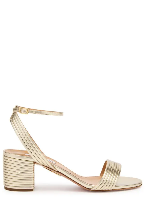 AQUAZZURA Sundance 50 Metallic Leather Sandals - Gold