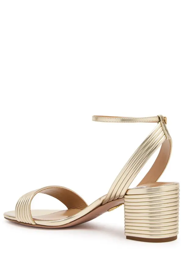 AQUAZZURA Sundance 50 Metallic Leather Sandals - Gold