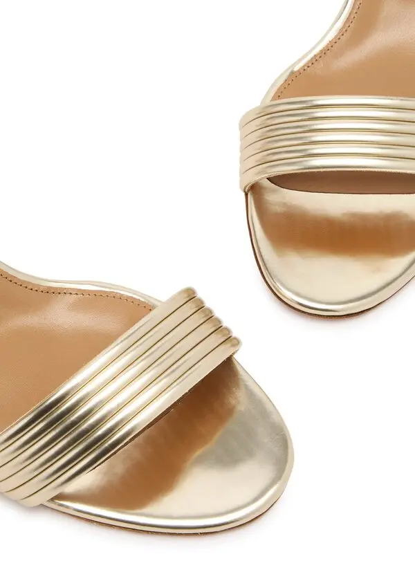 AQUAZZURA Sundance 50 Metallic Leather Sandals - Gold