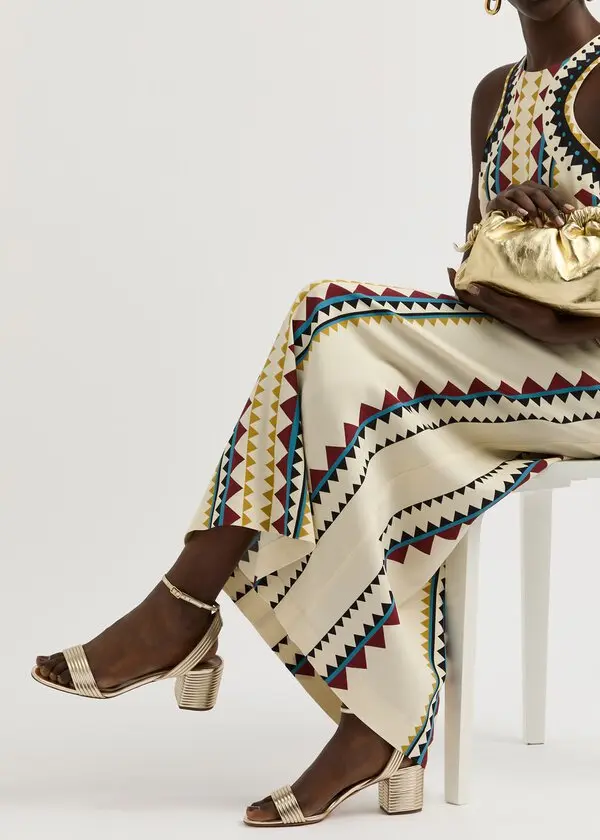 AQUAZZURA Sundance 50 Metallic Leather Sandals - Gold