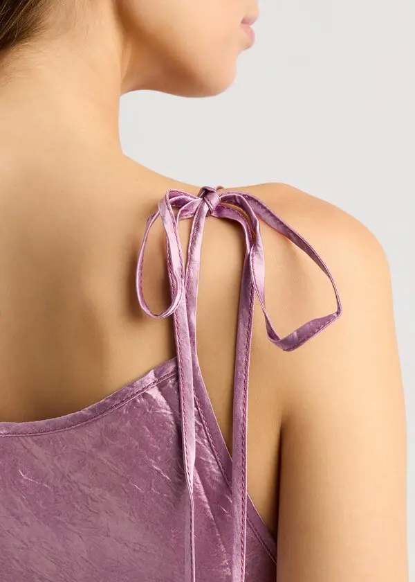 Acne Studios Crinkled Satin Maxi Wrap Dress In Lilac - 50% Off