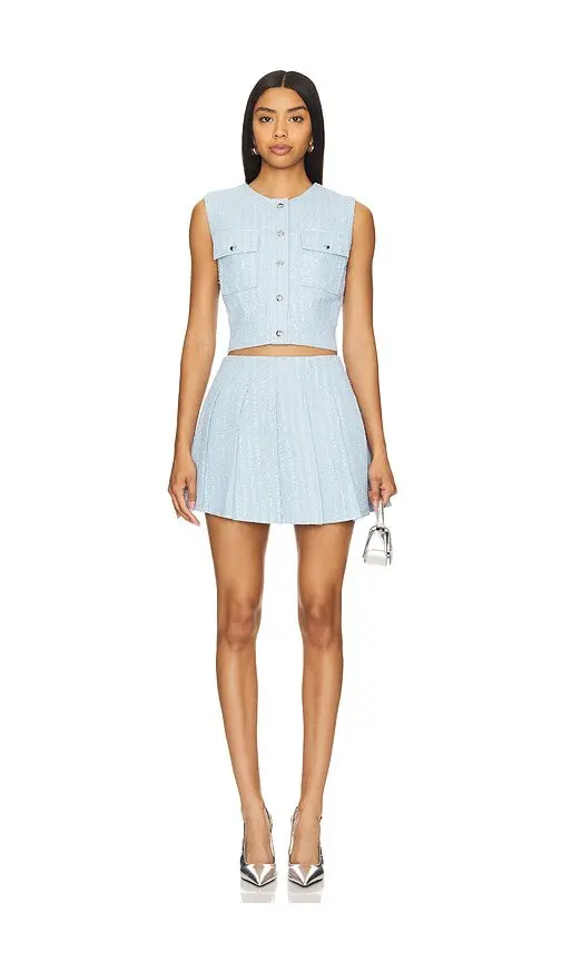 Line & Dot Emmeline Mini Skirt - Sky Blue