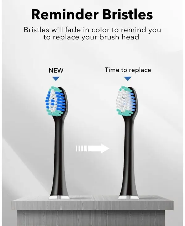 MYSMILE Electric Toothbrush Replacement Heads - Black