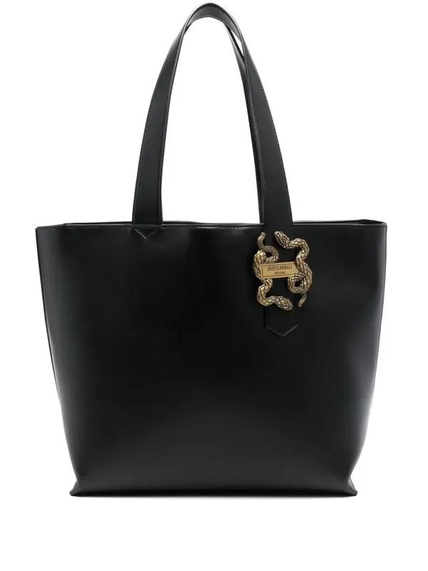 Just Cavalli Snake Appliqué Tote Bag - Black