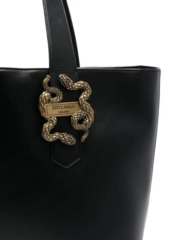 Just Cavalli Snake Appliqué Tote Bag - Black