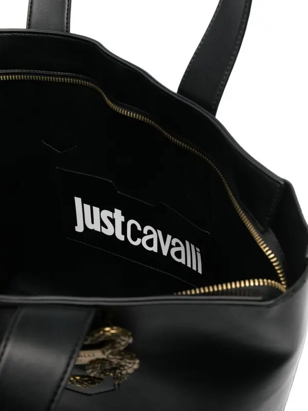 Just Cavalli Snake Appliqué Tote Bag - Black