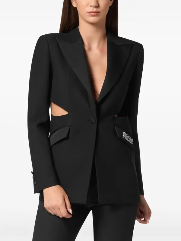 Philipp Plein Logo-plaque Cut-out Blazer - Black