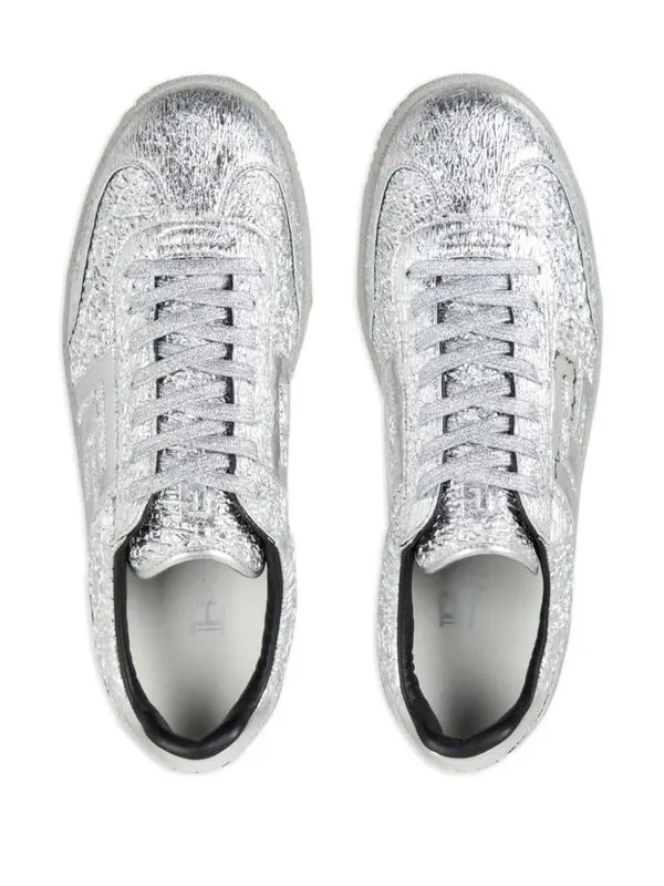 Balmain Swan Metallic-leather Sneakers