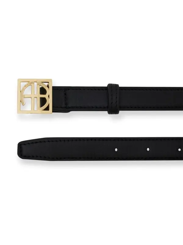 ANINE BING Monogram Leather Belt - Black