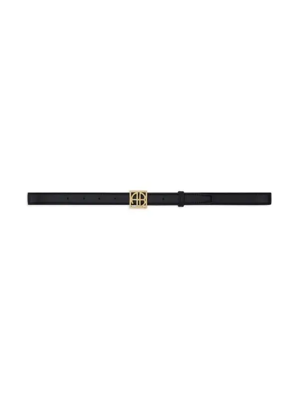 ANINE BING Monogram Leather Belt - Black