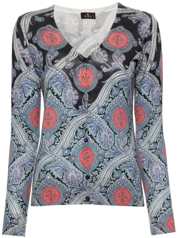 Etro Paisley-print Cardigan - Blue