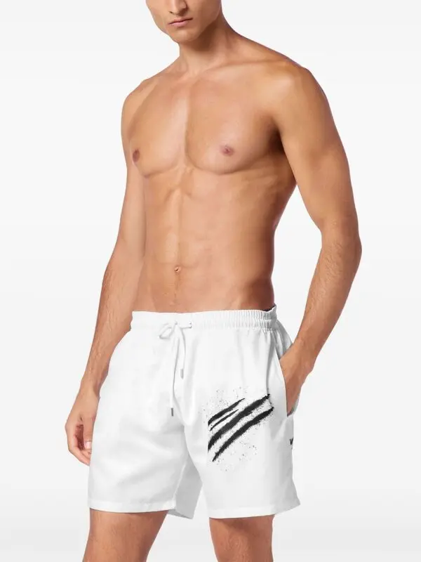 PLEIN SPORT Signature Slash Swim Shorts - White
