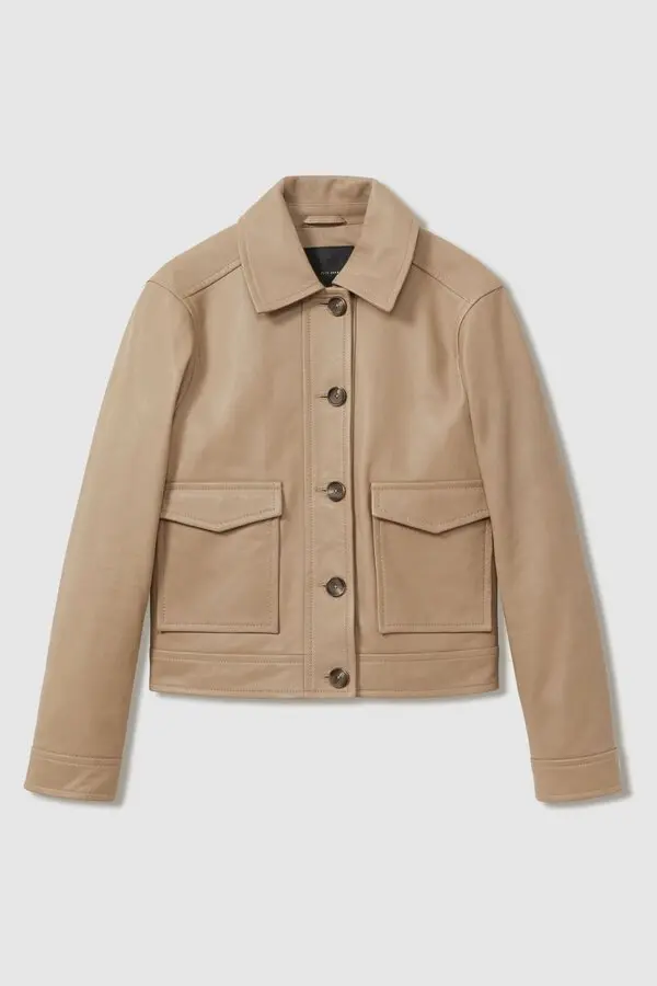 REISS Hanson Leather Trucker Jacket