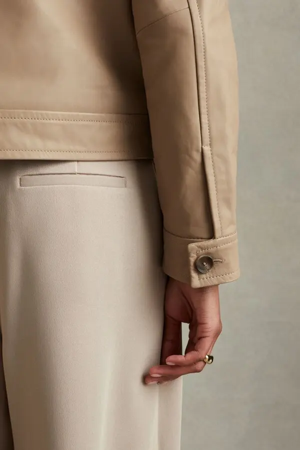 REISS Hanson Leather Trucker Jacket