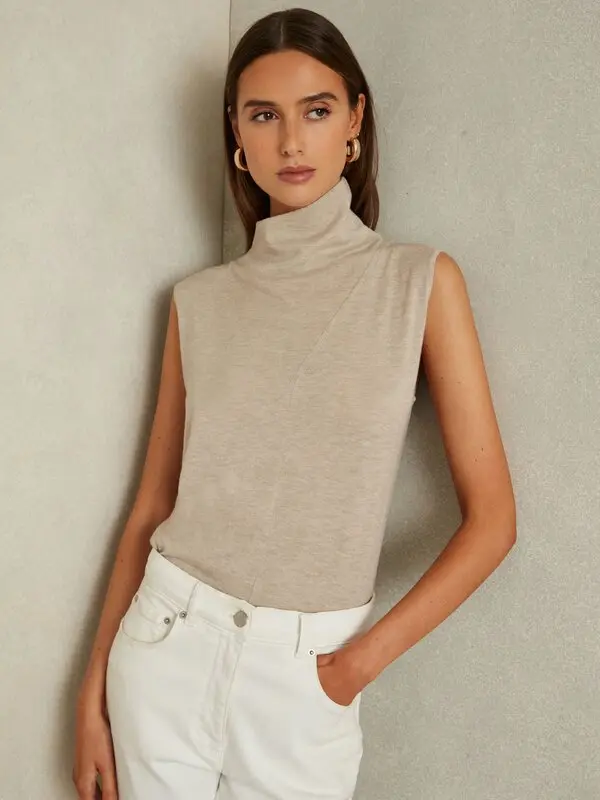 REISS Harper Wool Sleeveless Top