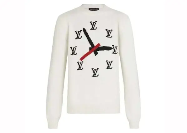 LOUIS VUITTON Intarsia Clock Sweater - White
