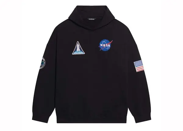 Balenciaga Space Nasa Logo Hoodie - Black