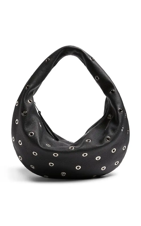 Khaite Olivia Medium Grommet Leather Hobo Bag - Black