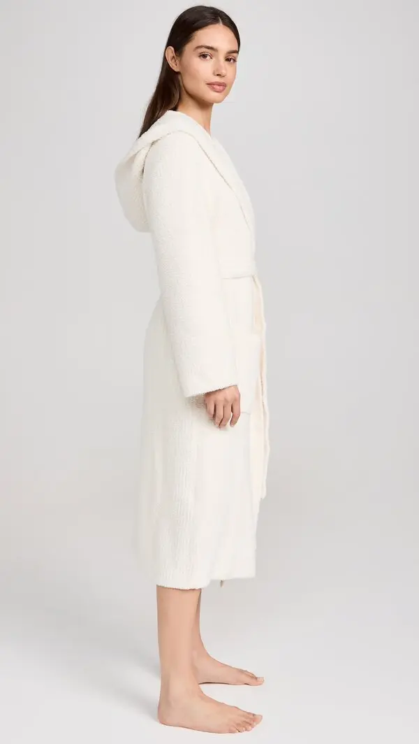Barefoot Dreams Cozychic Ribbed Hooded Robe - Cream