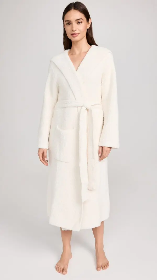 Barefoot Dreams Cozychic Ribbed Hooded Robe - Cream