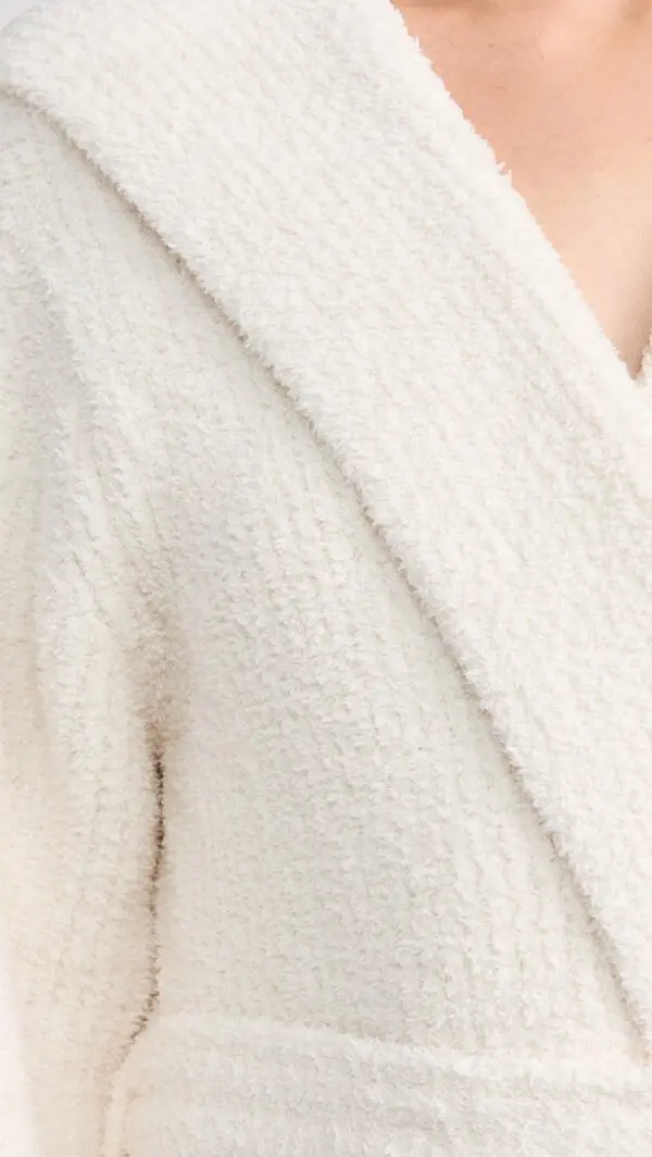 Barefoot Dreams Cozychic Ribbed Hooded Robe - Cream