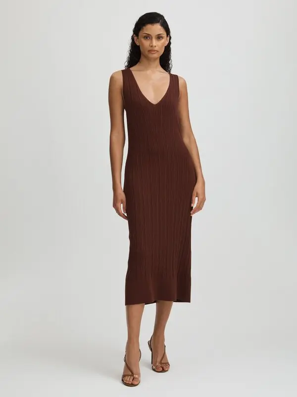Paige Ribbed Bodycon Midi Dress