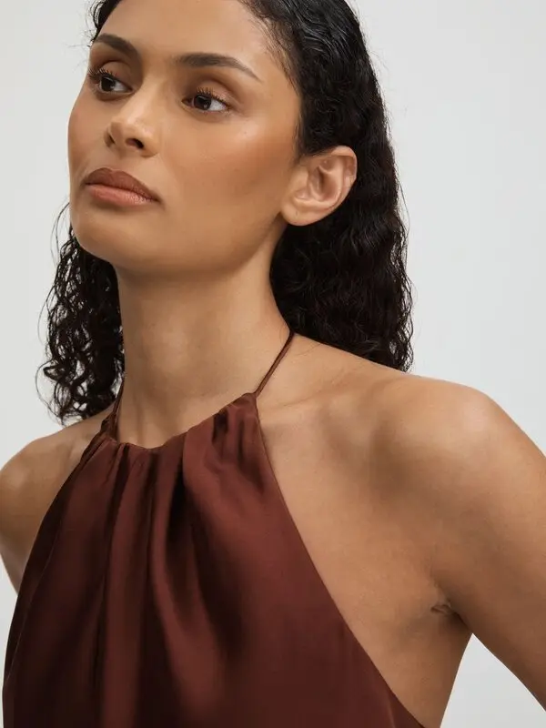 Paige Gisele Silk-satin Halterneck Top