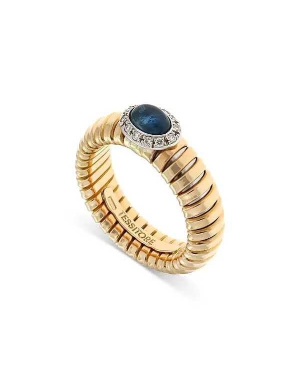 ALBERTO MILANI 18k Yellow Gold Tubogas Ring - Blue/gold