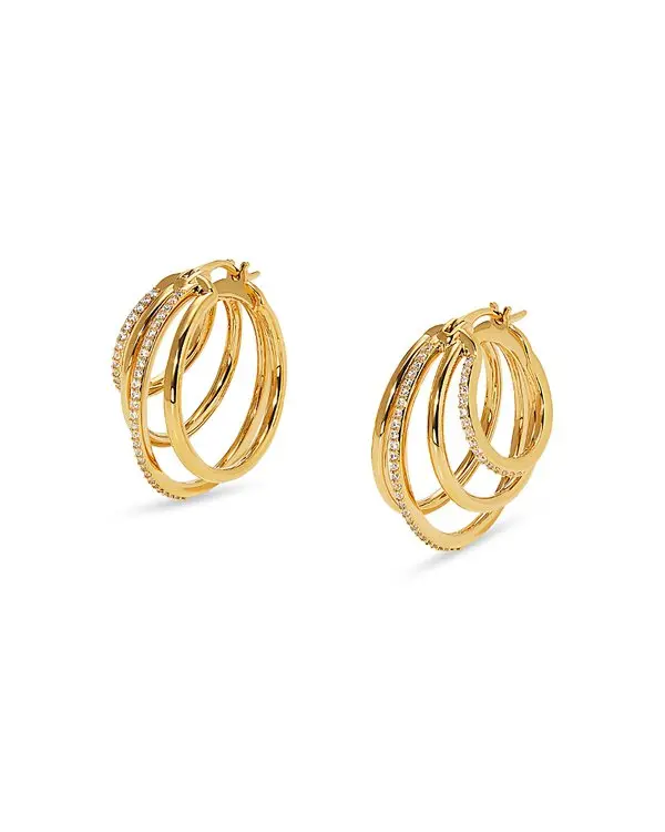 Nadri Cubic Zirconia Juno Quadruple Hoop Earrings - Gold