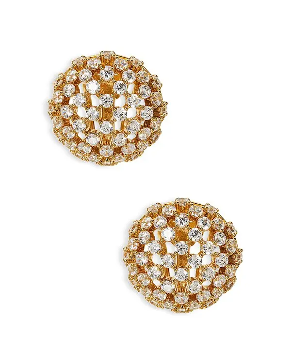Nadri Cubic Zirconia Dome Stud Earrings - Gold