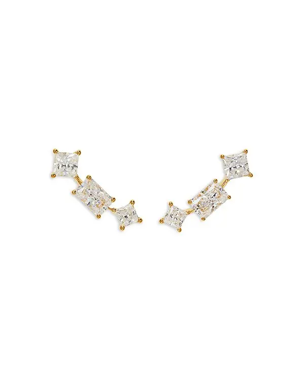 Nadri Rare Jewels Cubic Zirconia Climber Earrings - Gold