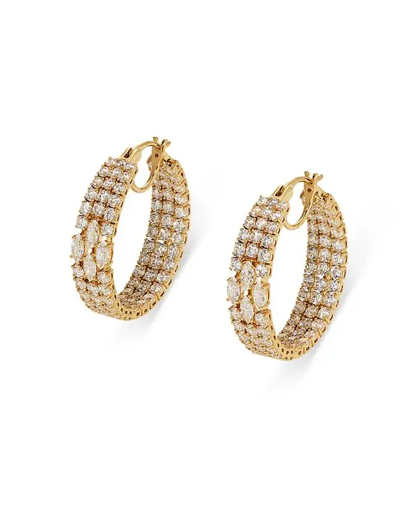 Nadri Cubic Zirconia Hoop Earrings - Gold