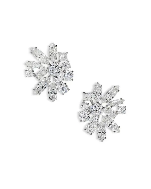 Nadri Rare Jewels Cubic Zirconia Stud Earrings - Silver