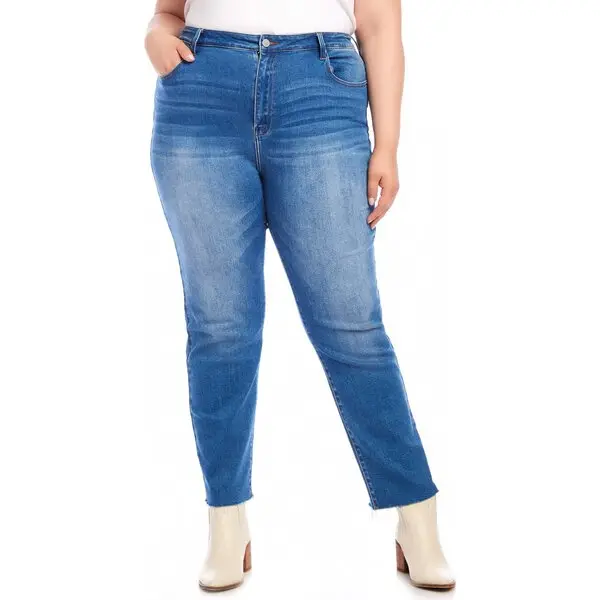 Karen Kane Raw Hem Straight Leg Jeans