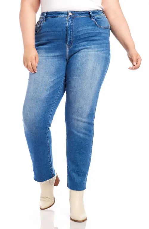 Karen Kane Raw Hem Straight Leg Jeans