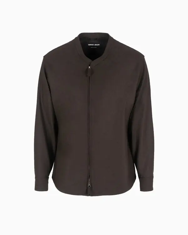 Giorgio Armani Cashmere Drap Zip-up Shirt Jacket