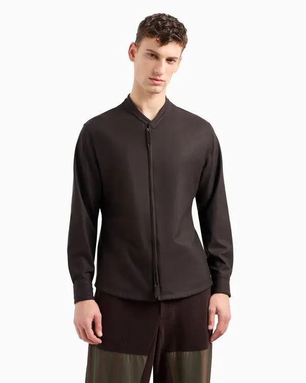 Giorgio Armani Cashmere Drap Zip-up Shirt Jacket